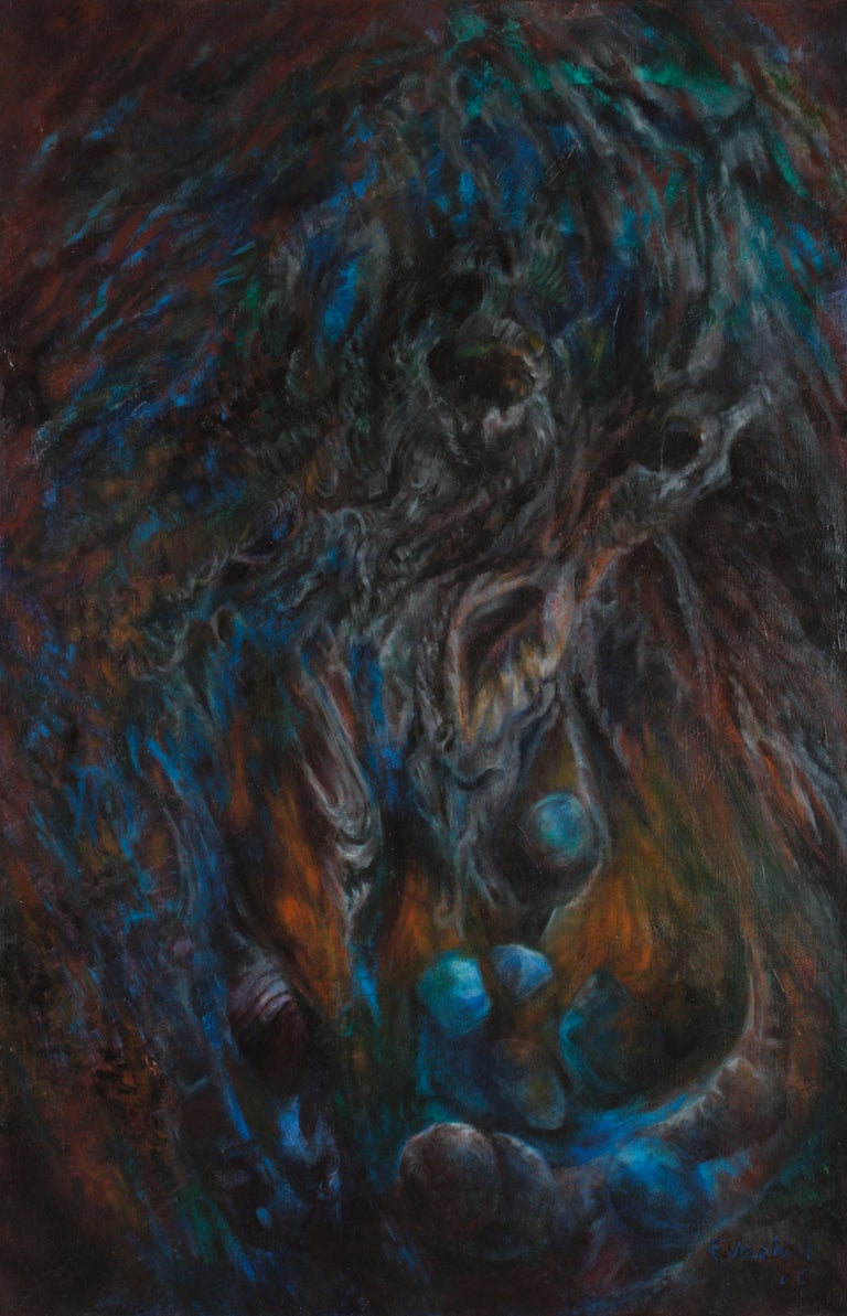 Emmanuelle Vroelant - "Chronos" figuratif oil paint on linen panel ...