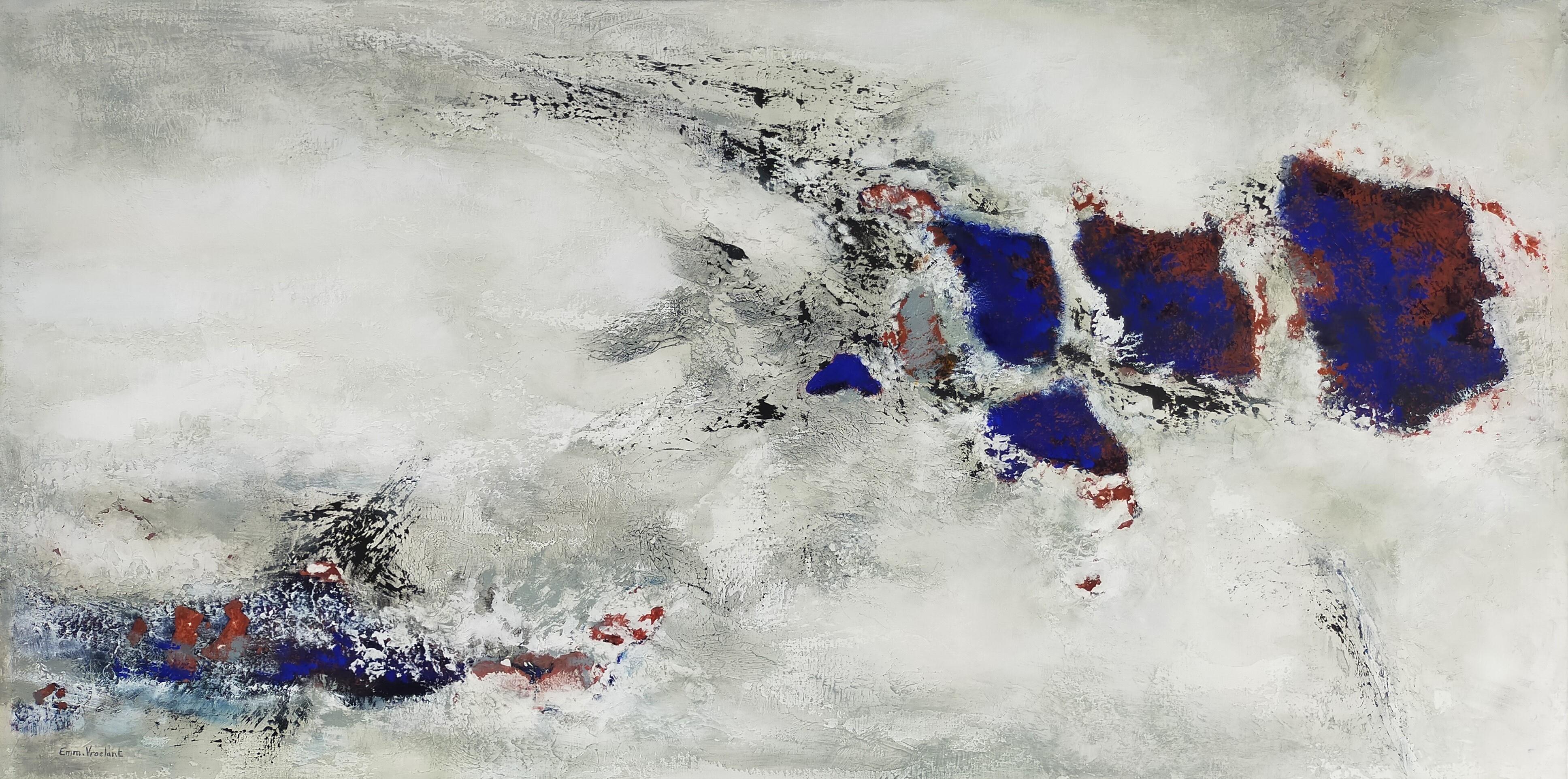 Emmanuelle Vroelant - "detachment" abstract acrylic, collage, marble ...