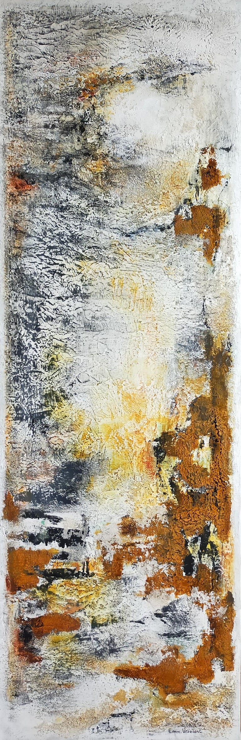 Emmanuelle Vroelant - "move forward" abstract acrylic paint on linen ...