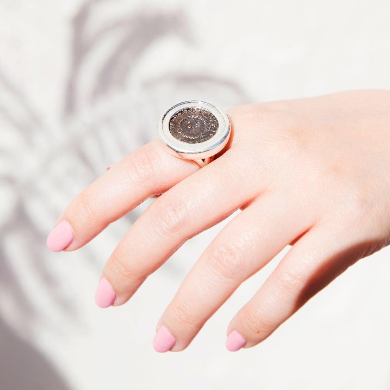 Emperor Crispus and Divine Vow Ancient Coin Sterling Silver Signet Ring ...