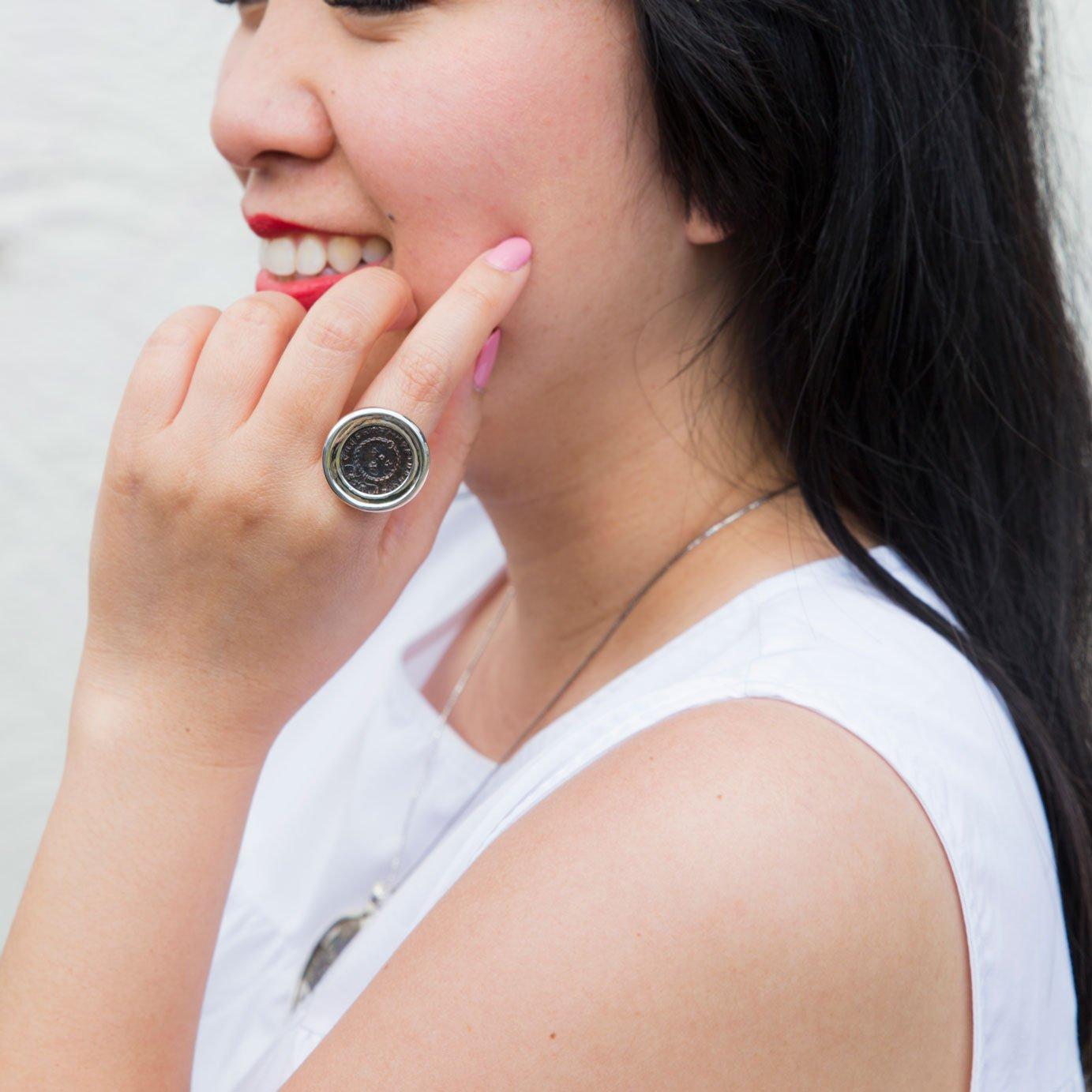 Emperor Crispus and Divine Vow Ancient Coin Sterling Silver Signet Ring ...