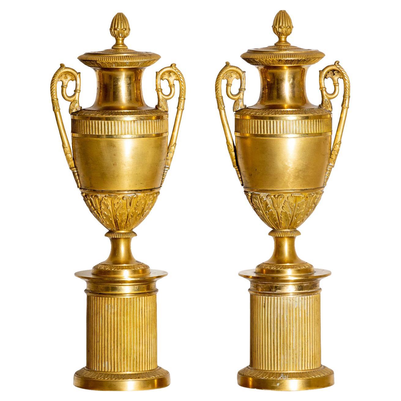 Pair of Sea Salvaged Roman Amphorae with 19th Century Wrought Iron ...