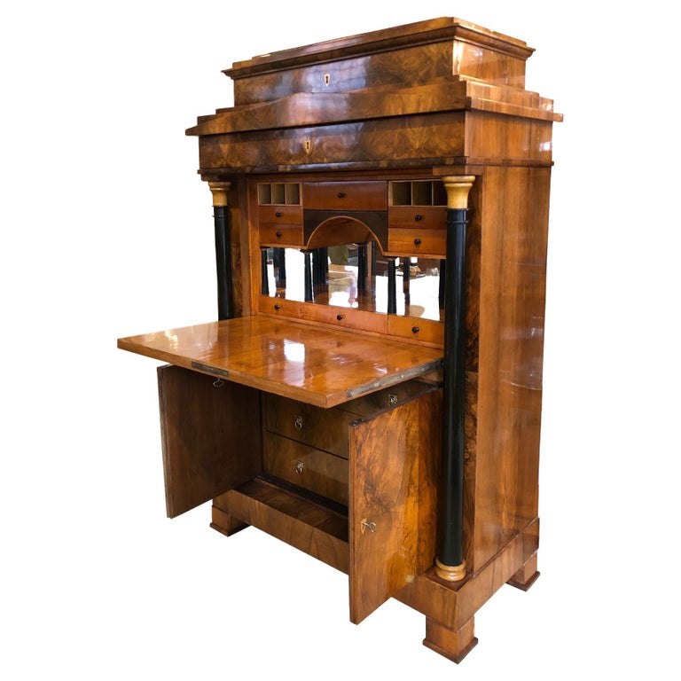 Empire / Biedermeier Secretary, Top Quality, Walnut, Mainz, Around 1820 ...