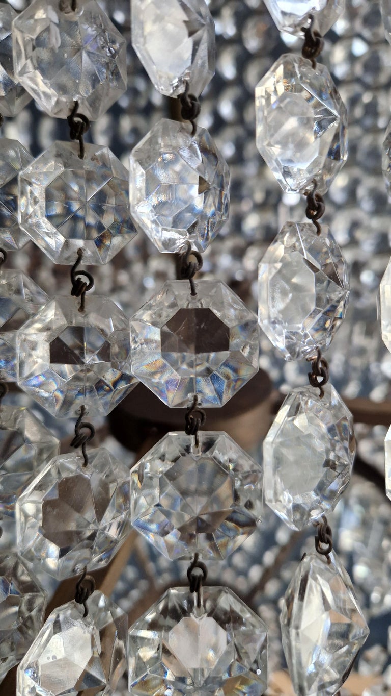 Empire Brass Chandelier Crystal Lustre Ceiling Light Antique Gold For ...