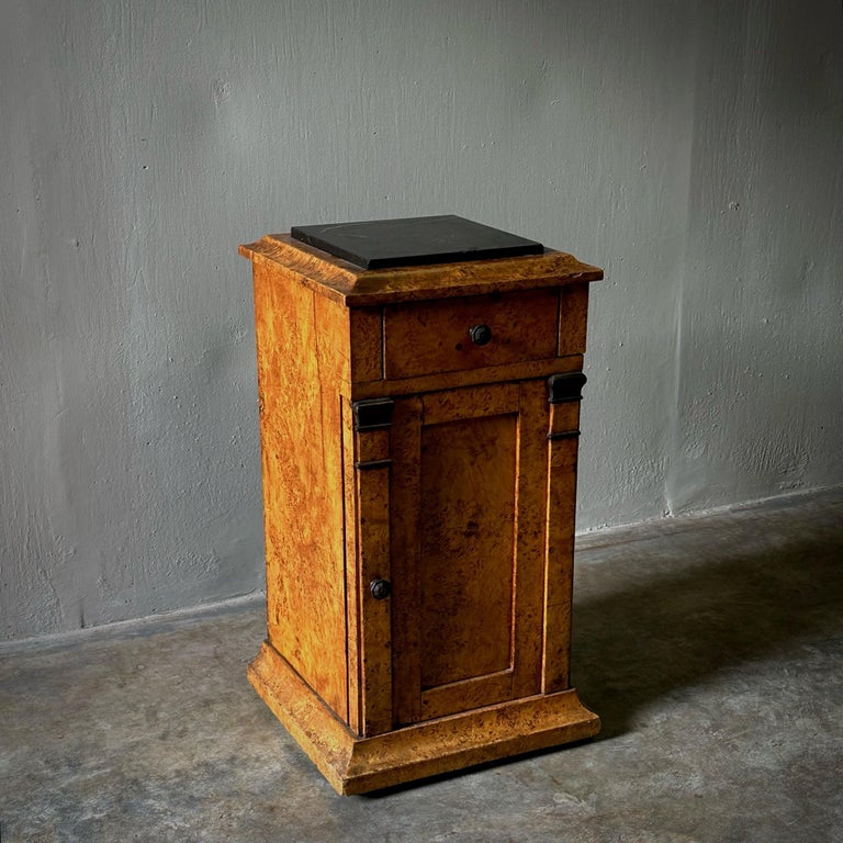 Empire Burled Walnut Cupboard or Plinth For Sale at 1stDibs