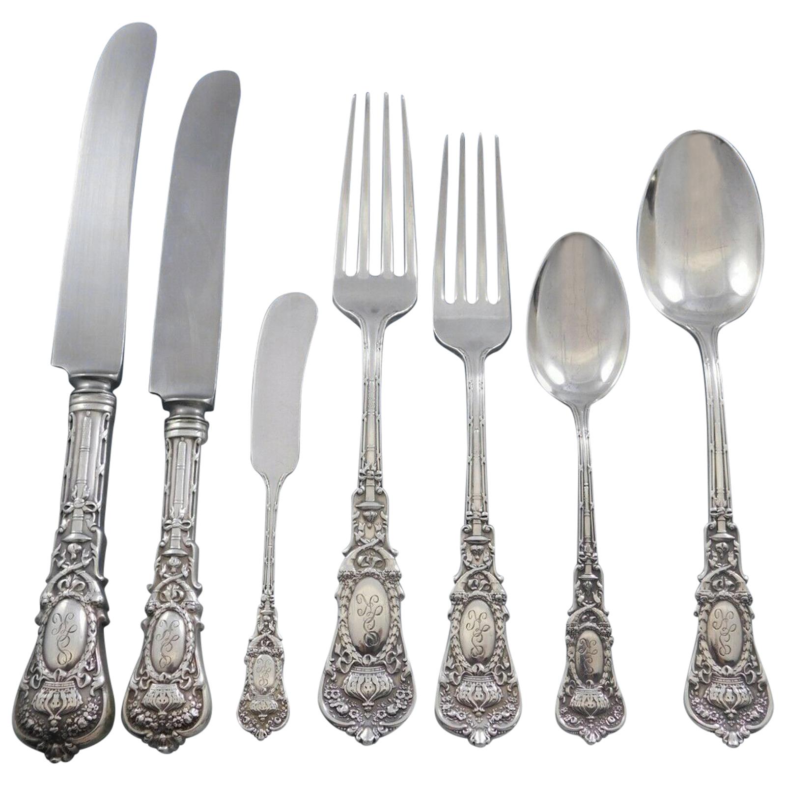 Empire by Durgin Sterling Silver Flatware Set for 8 Service 59 Pcs ...