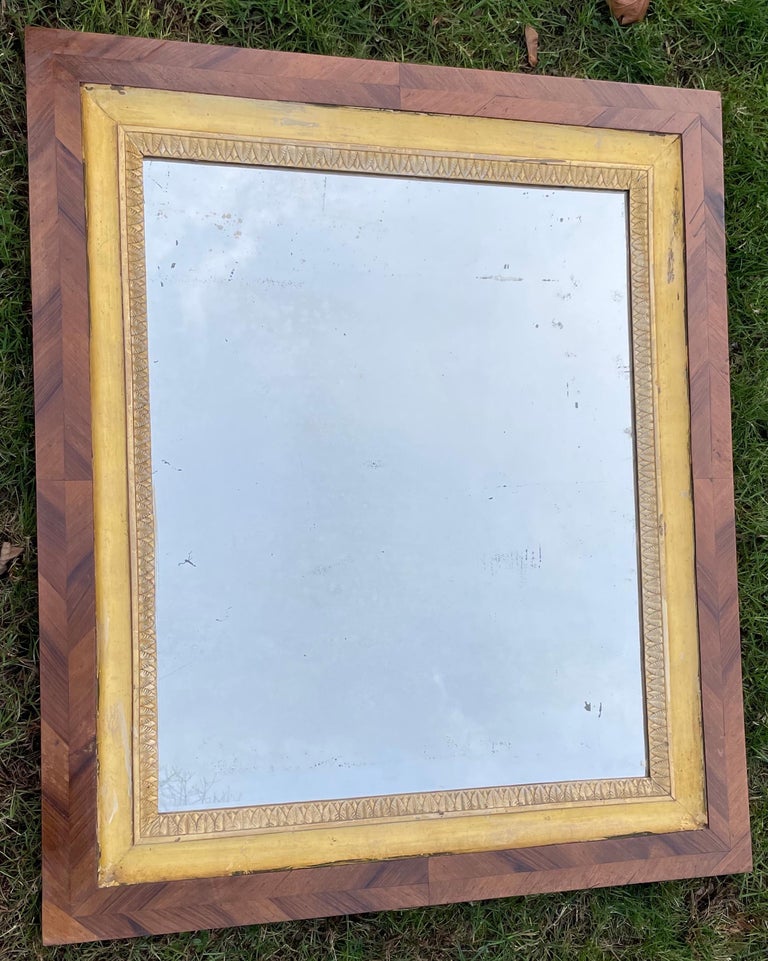 Empire Herringbone Gilt Wood Mirror For Sale at 1stDibs