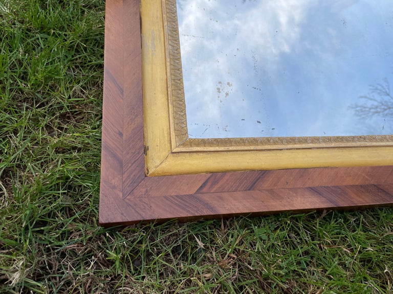Empire Herringbone Gilt Wood Mirror For Sale at 1stDibs