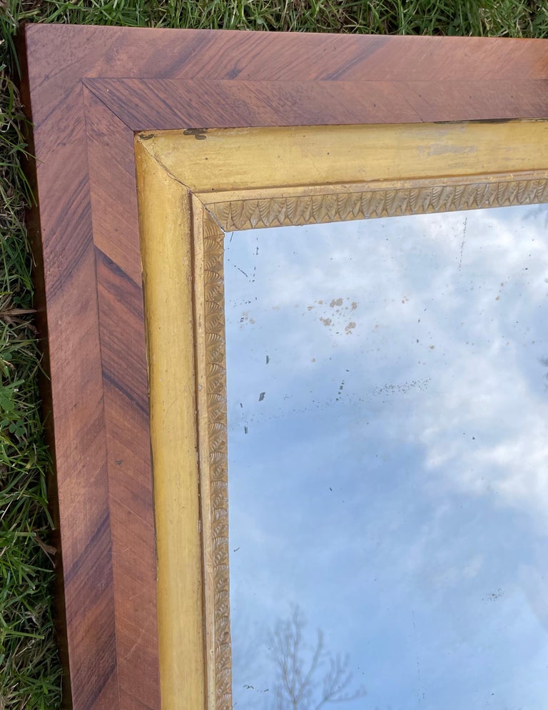 Empire Herringbone Gilt Wood Mirror For Sale at 1stDibs