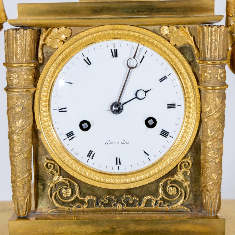 Empire Mantel Clock, Roux à Paris, Early 19th Century at 1stDibs