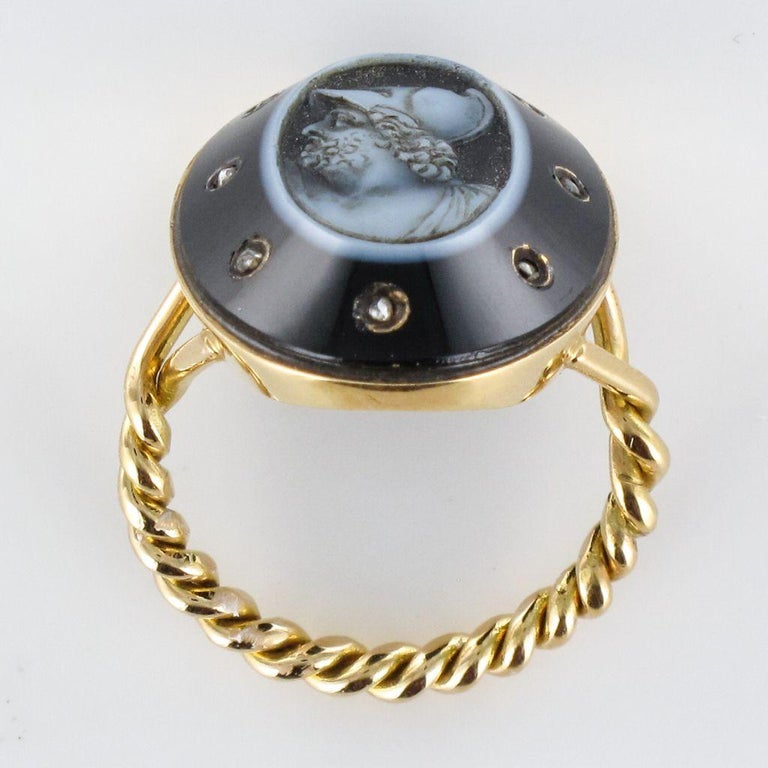 Empire Onyx Cameo and Rose Cut Diamond Ring For Sale at 1stDibs ...
