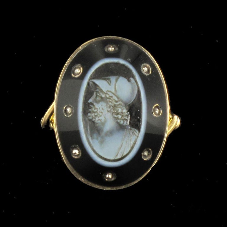 Empire Onyx Cameo and Rose Cut Diamond Ring For Sale at 1stDibs ...