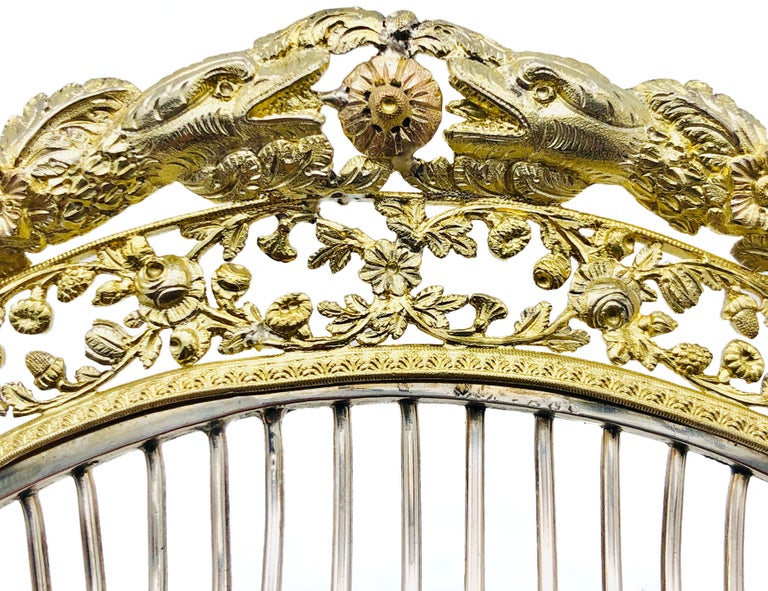 Empire Ornamental Snake Hair Comb Silver Gilt Metal France at 1stDibs ...