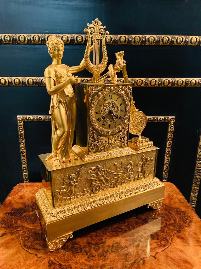Empire Pendulum Clock, First Half of the 19th Century Fire-Gilded ...