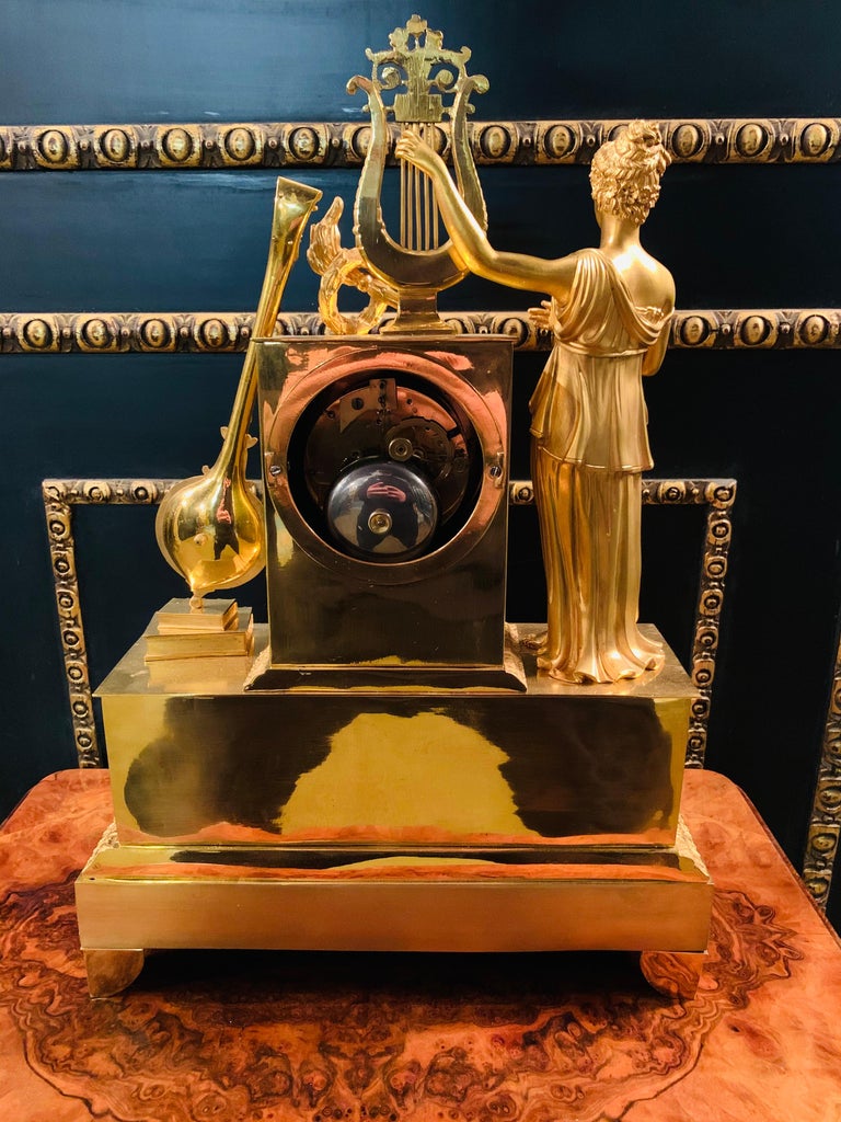 Empire Pendulum Clock, First Half of the 19th Century Fire-Gilded ...