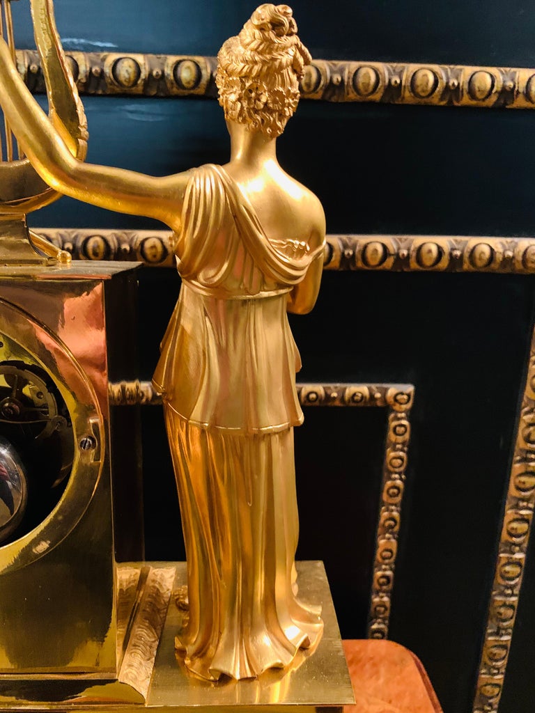 Empire Pendulum Clock, First Half of the 19th Century Fire-Gilded ...
