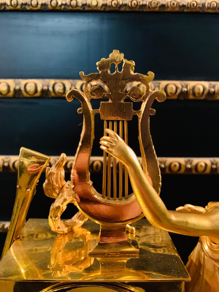 Empire Pendulum Clock, First Half of the 19th Century Fire-Gilded ...