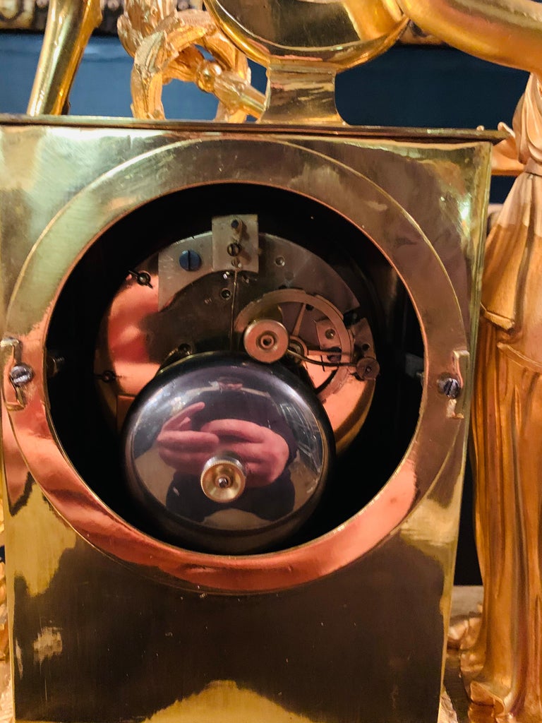 Empire Pendulum Clock, First Half of the 19th Century Fire-Gilded ...