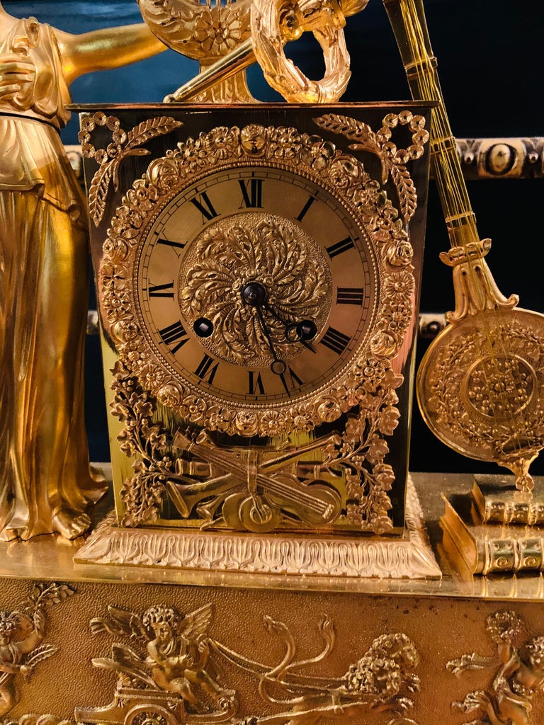 Empire Pendulum Clock, First Half of the 19th Century Fire-Gilded ...