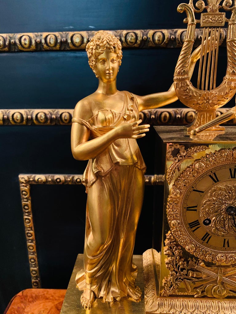 Empire Pendulum Clock, First Half of the 19th Century Fire-Gilded ...
