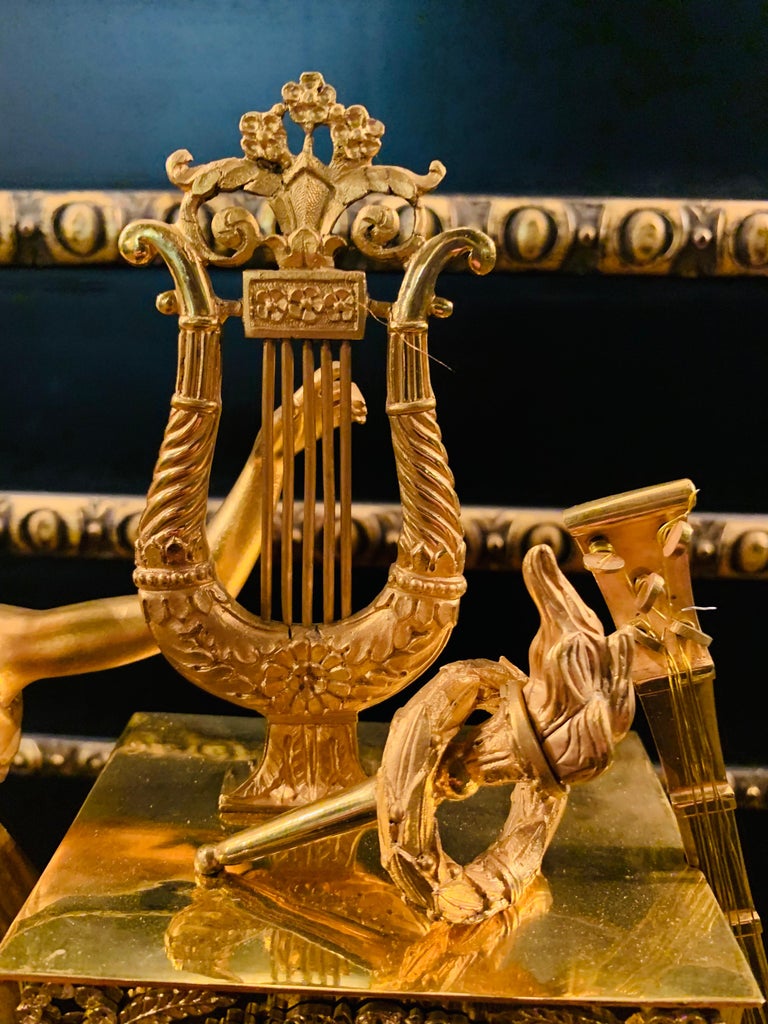 Empire Pendulum Clock, First Half of the 19th Century Fire-Gilded ...