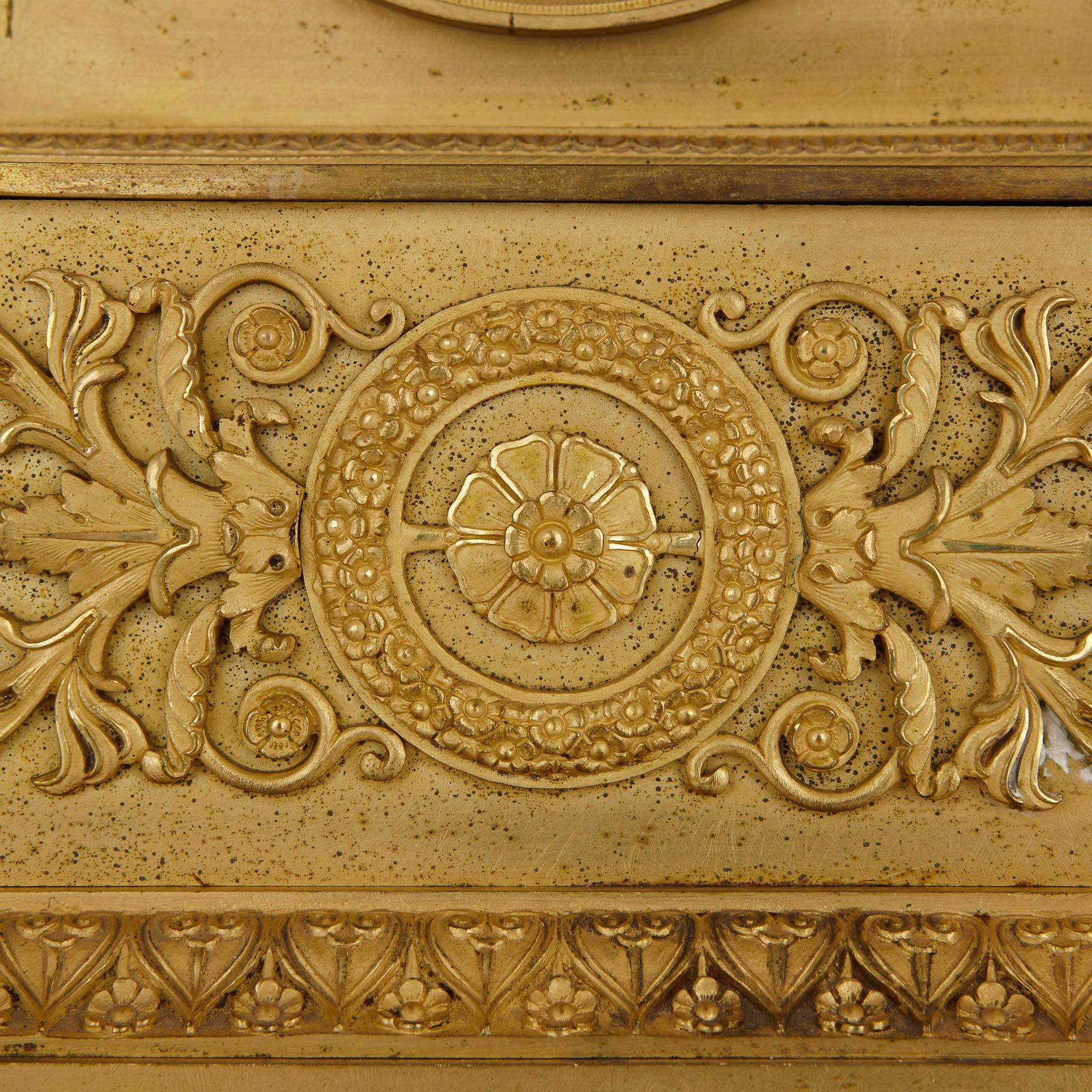 Empire Period Gilt Bronze Mantel Clock by Galle For Sale at 1stDibs