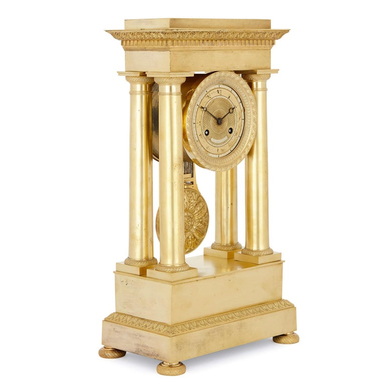 Empire Period Gilt Bronze Mantel Clock by the Lepaute Family at 1stDibs
