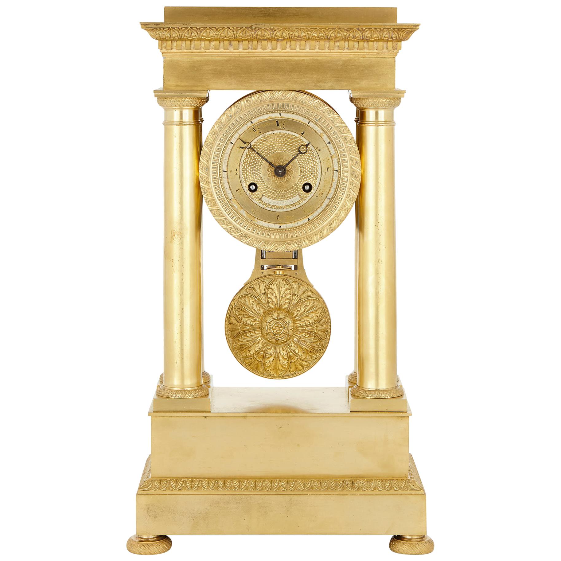 Empire Period Gilt Bronze Mantel Clock by the Lepaute Family at 1stDibs