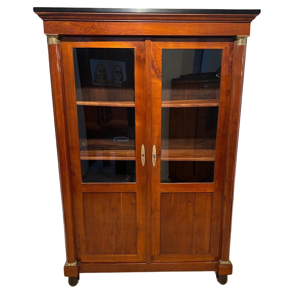 Empire Bookcase, Cherry Wood and Brass, France circa 1810 For Sale at ...