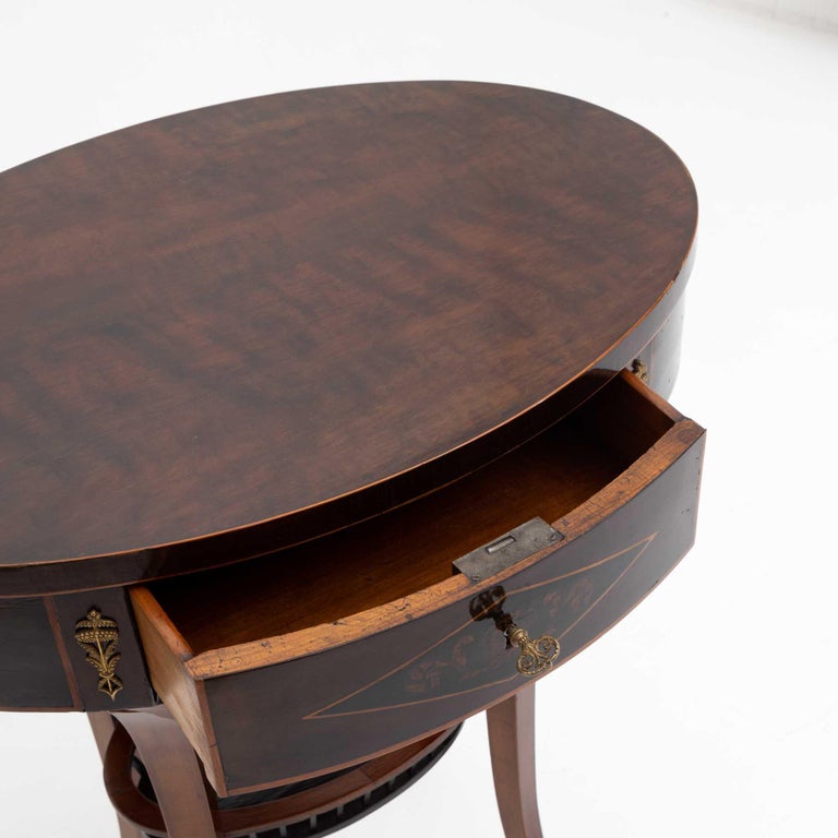 Oval Empire Sewing Table with Thread Inlays, circa 1810 For Sale at 1stDibs