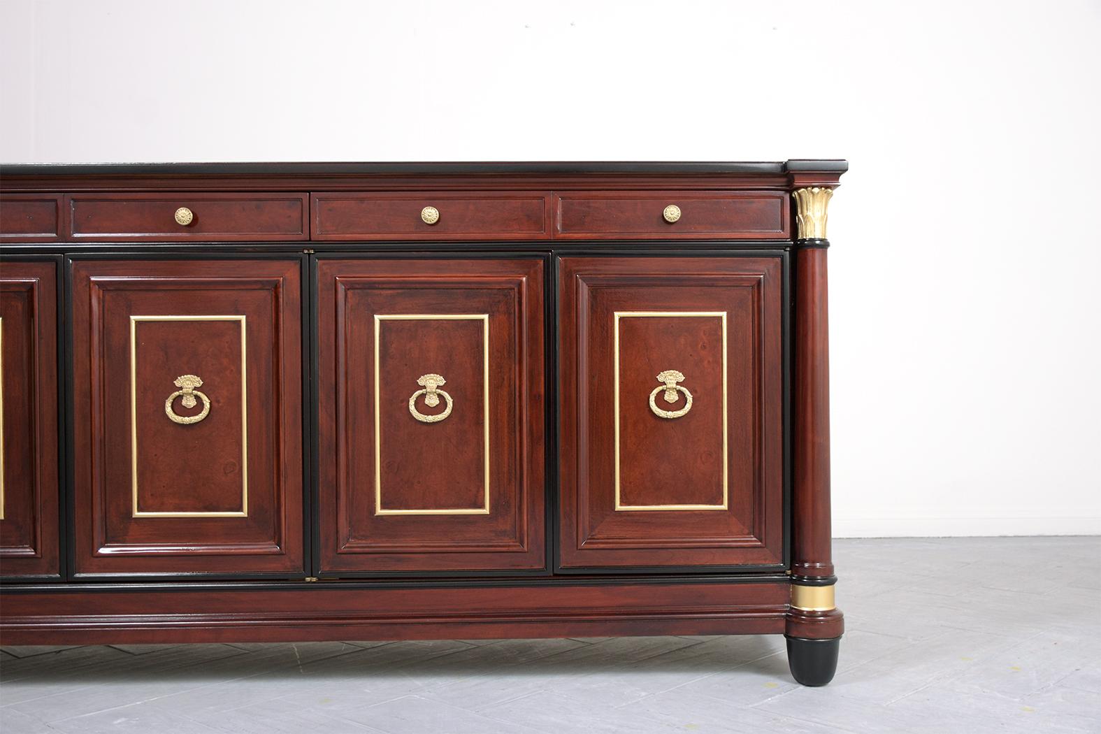 Vintage 1970s Empire Style Mahogany Lacquered Buffet For Sale at 1stDibs