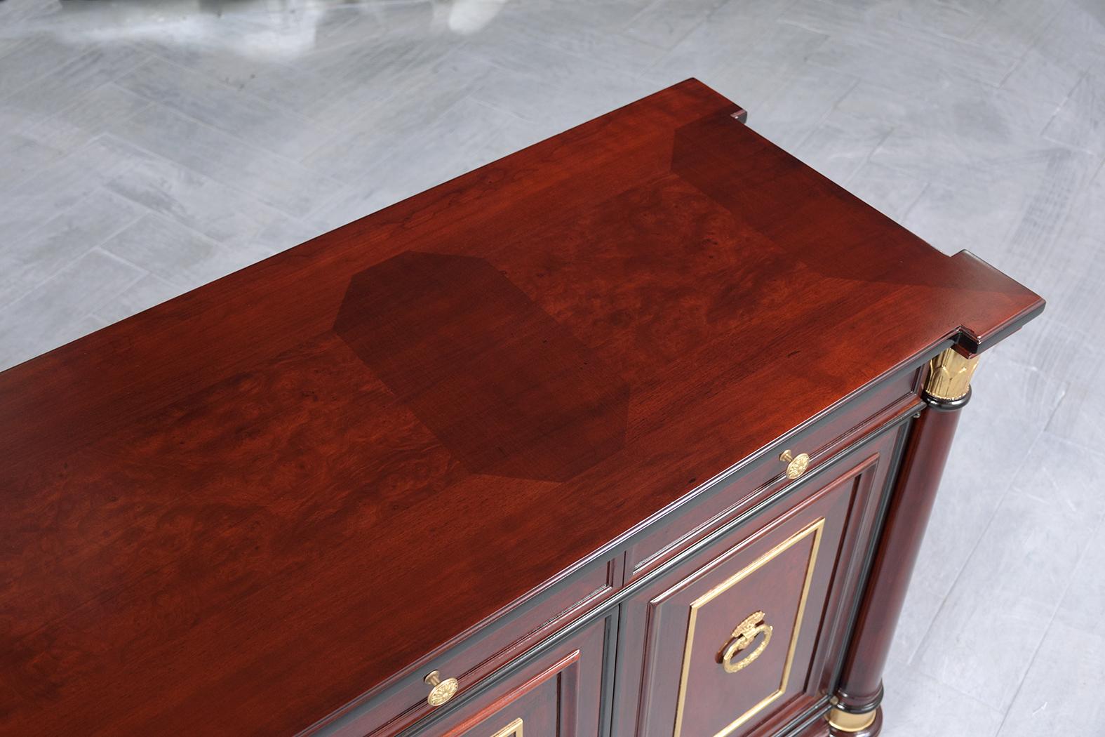 Vintage 1970s Empire Style Mahogany Lacquered Buffet For Sale at 1stDibs