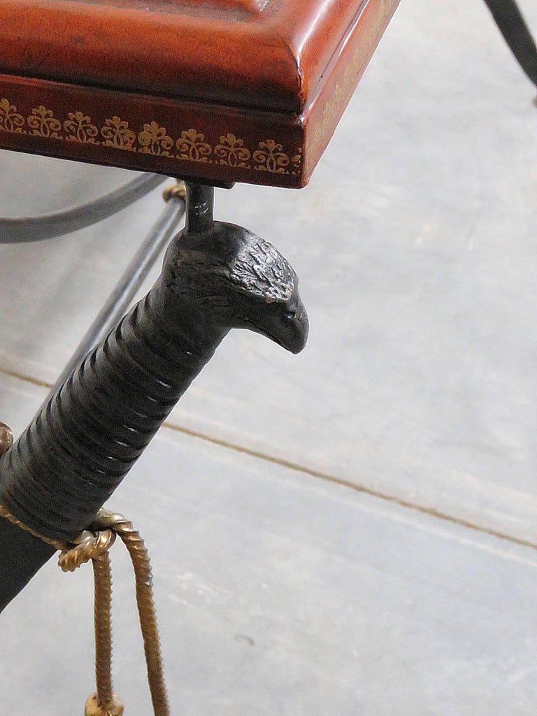Embossed Leather Top Sword and Scabbard Wrought Iron Console Sofa Table ...