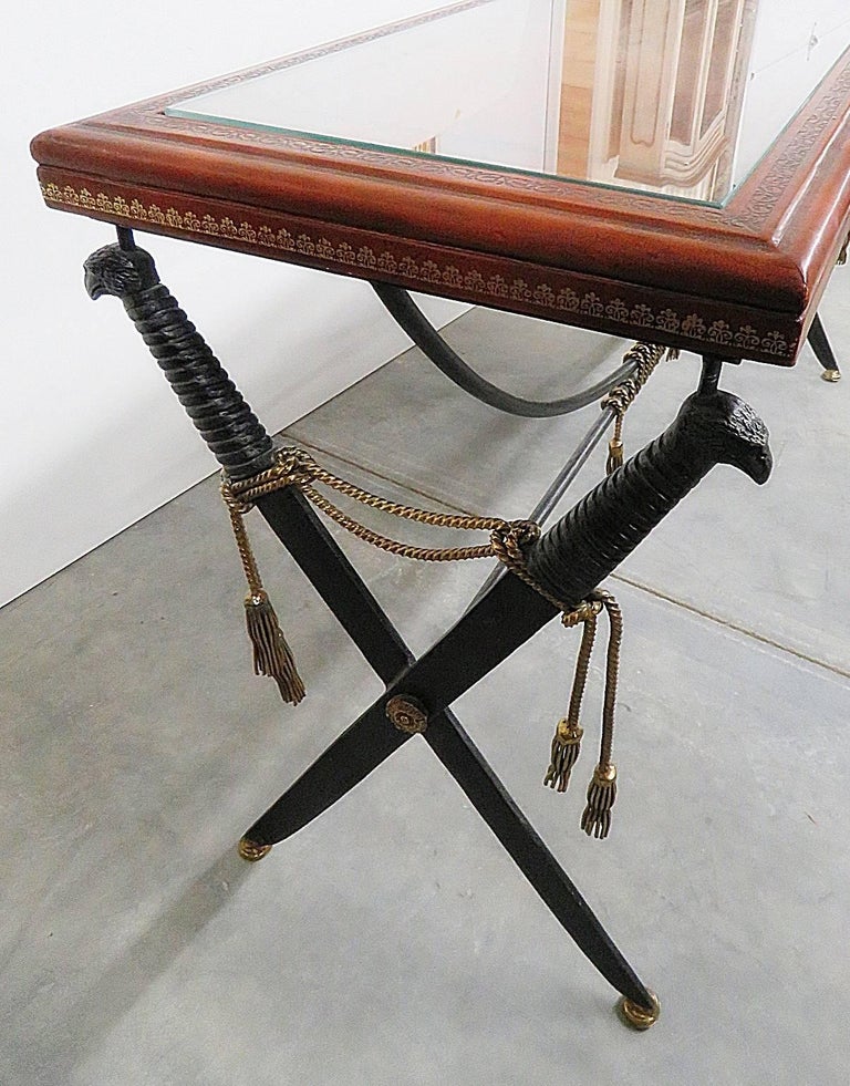 Embossed Leather Top Sword and Scabbard Wrought Iron Console Sofa Table ...