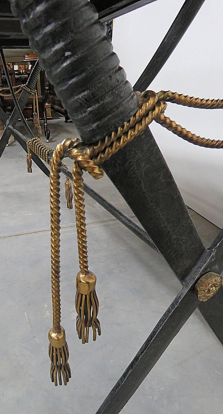 Embossed Leather Top Sword and Scabbard Wrought Iron Console Sofa Table ...