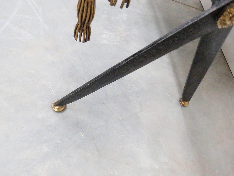 Embossed Leather Top Sword and Scabbard Wrought Iron Console Sofa Table ...