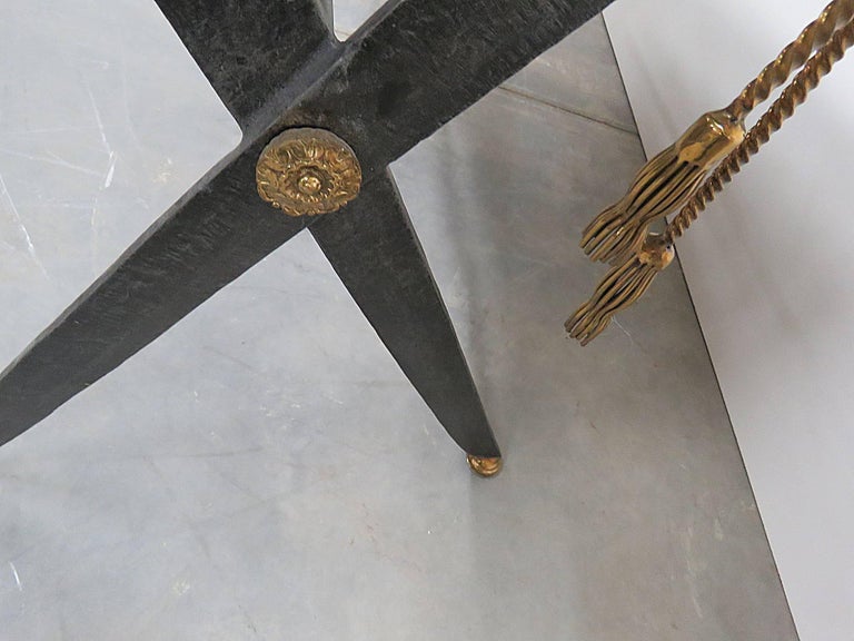 Embossed Leather Top Sword and Scabbard Wrought Iron Console Sofa Table ...