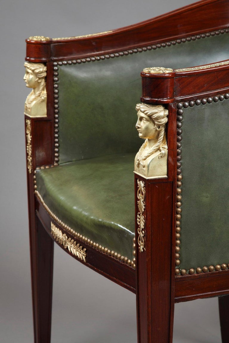 Empire Style Desk Chair in Mahogany and Leather at 1stDibs | empire ...