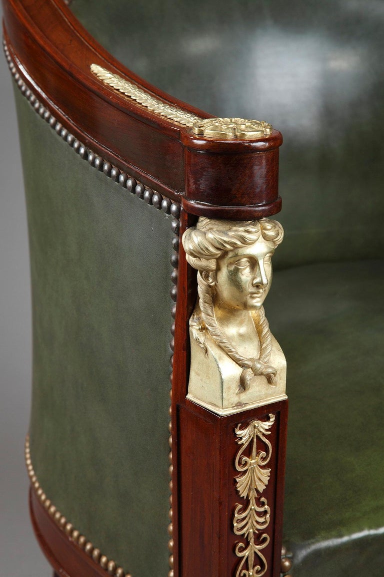Empire Style Desk Chair in Mahogany and Leather at 1stDibs | empire ...