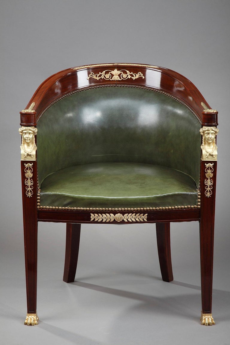 Empire Style Desk Chair in Mahogany and Leather at 1stDibs | empire ...