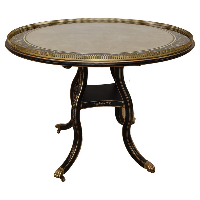 Empire Style Eglomise Mirrored Center Table E.J. Victor For Sale at 1stDibs