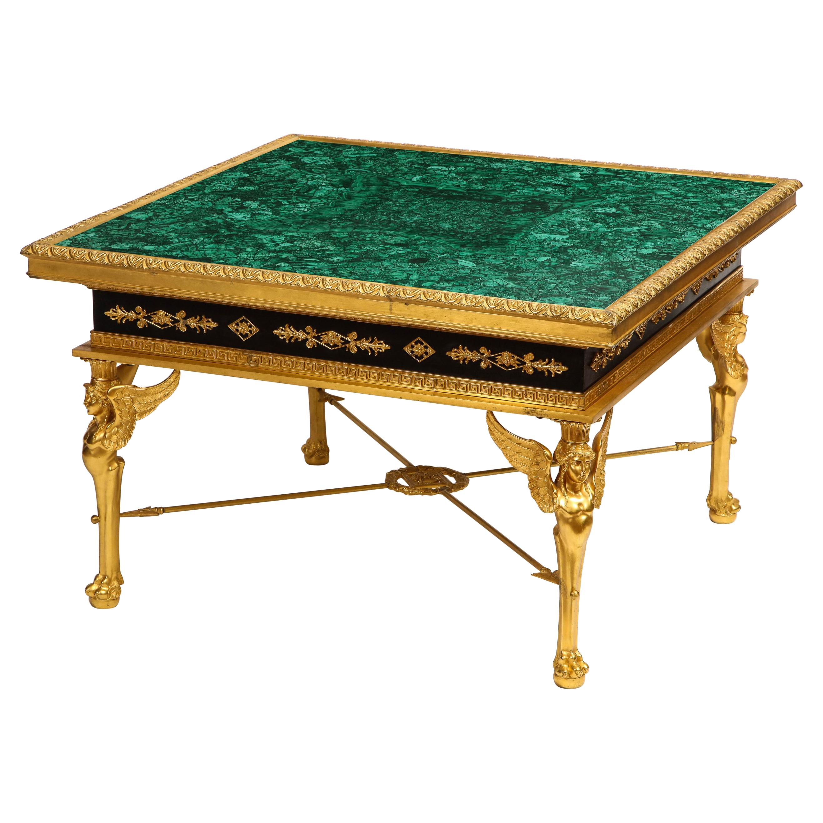 Empire Style Russian Malachite and Ormolu Coffee Table at 1stDibs