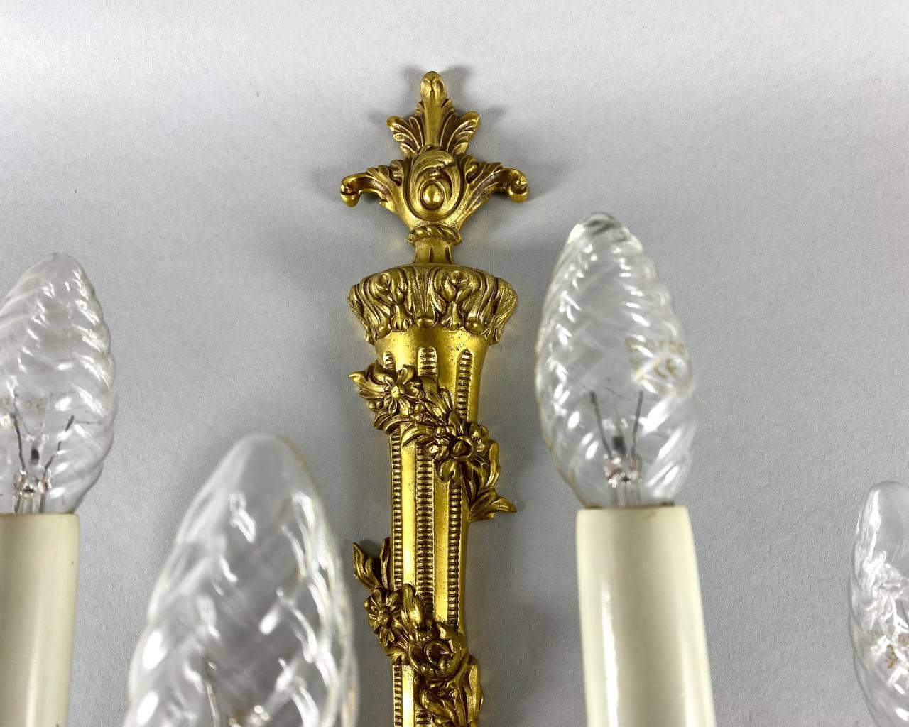 Empire Style Wall Sconce in Bronze with Five Light Points, Vintage ...