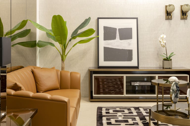 Mid-Century modern Empire Tv Cabinet made with walnut, brass and glass ...