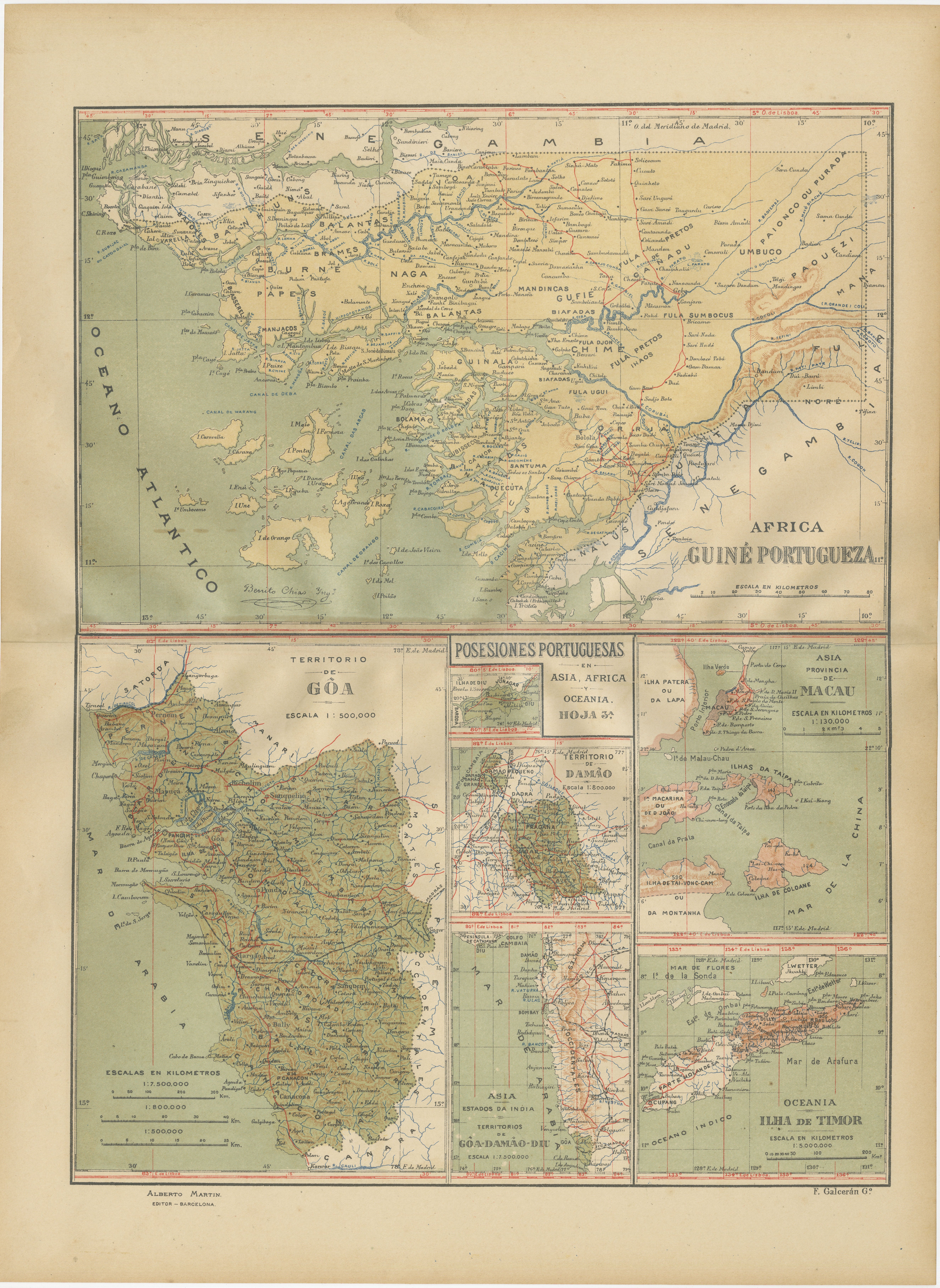 Empire's Tapestry: Mapping Portugal's Global Legacy in 1903 For Sale at ...