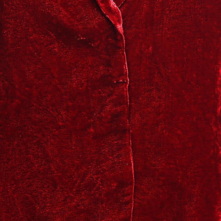 Emporio Armani Red Velvet Button Front Blazer L For Sale at 1stDibs