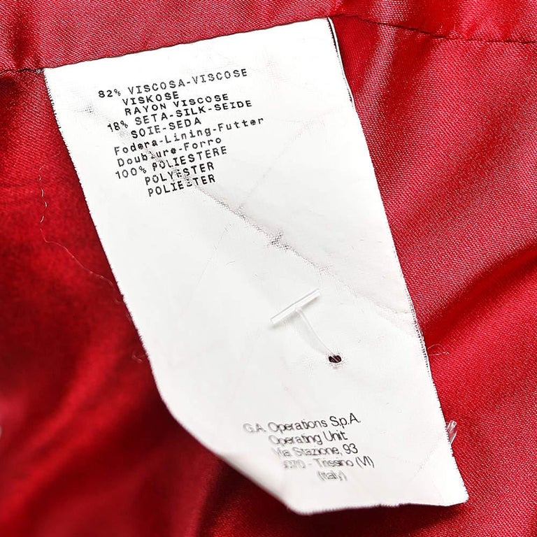 Emporio Armani Red Velvet Button Front Blazer L For Sale at 1stDibs