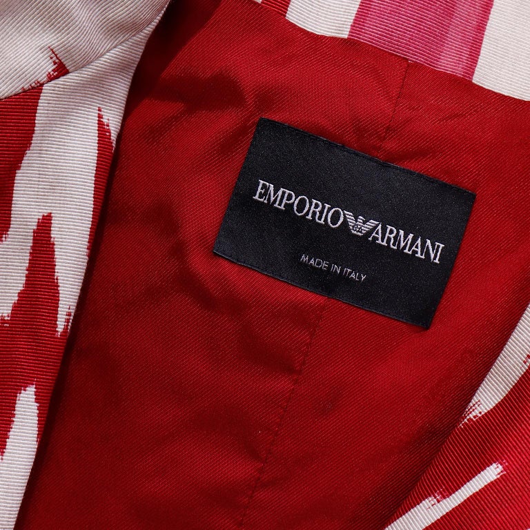 Emporio Armani Red and White Ikat Print Runway and Print Ad Jacket F/W ...