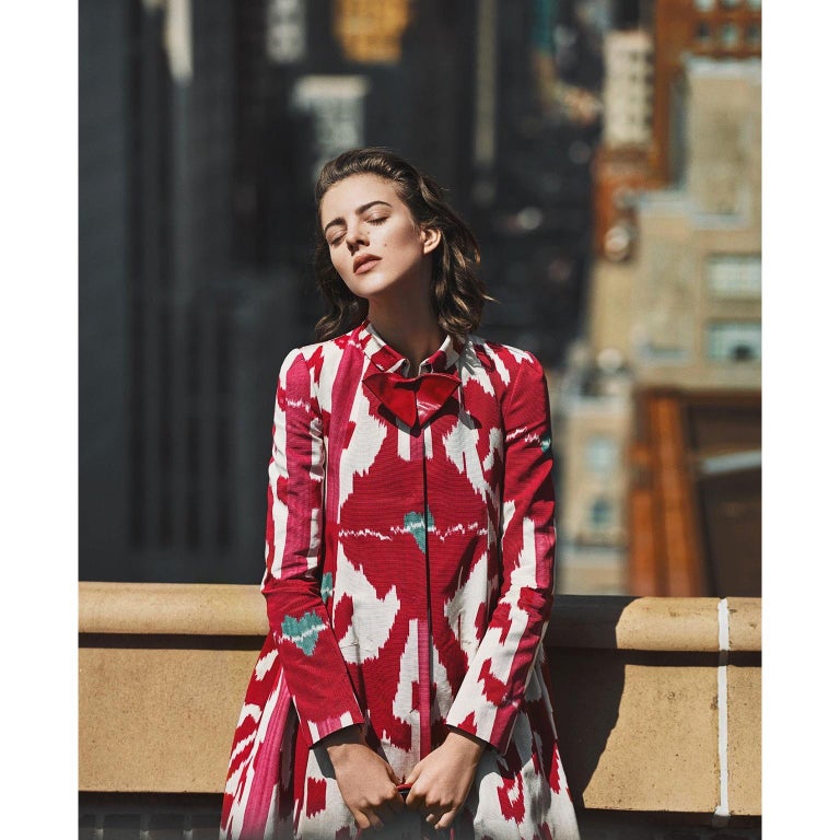 Emporio Armani Red and White Ikat Print Runway and Print Ad Jacket F/W ...