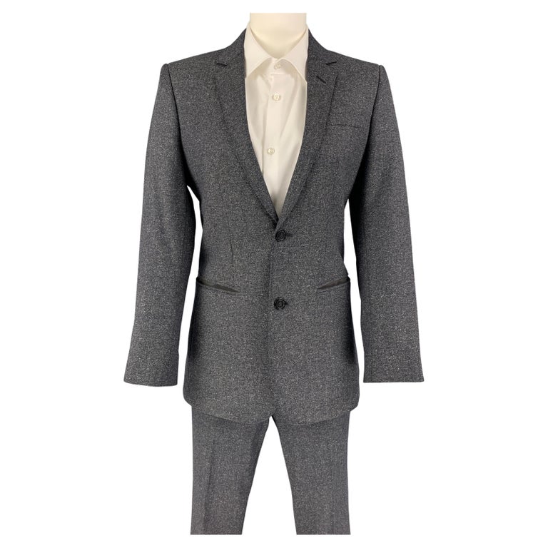 EMPORIO ARMANI Size 34 Navy Beige Heather Wool Silk Notch Lapel Suit ...
